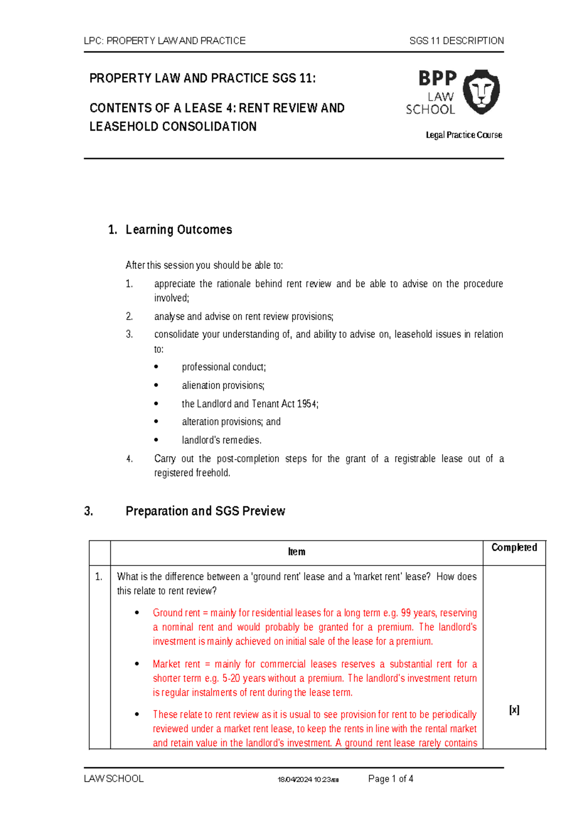 PLP SGS 11 Description completed - LPC: PROPERTY LAW AND PRACTICE SGS ...