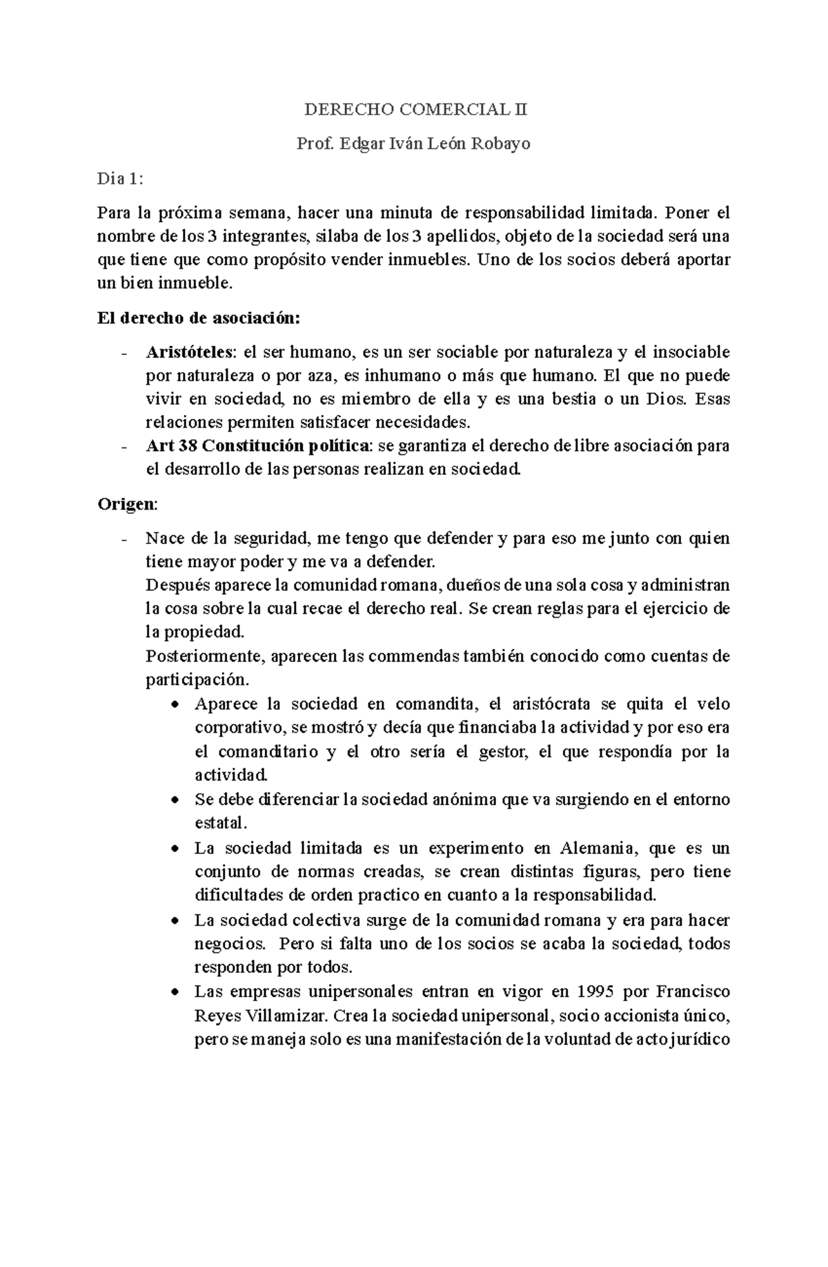 Derecho Comercial II - Apuntes - DERECHO COMERCIAL II Prof. Edgar Iván ...
