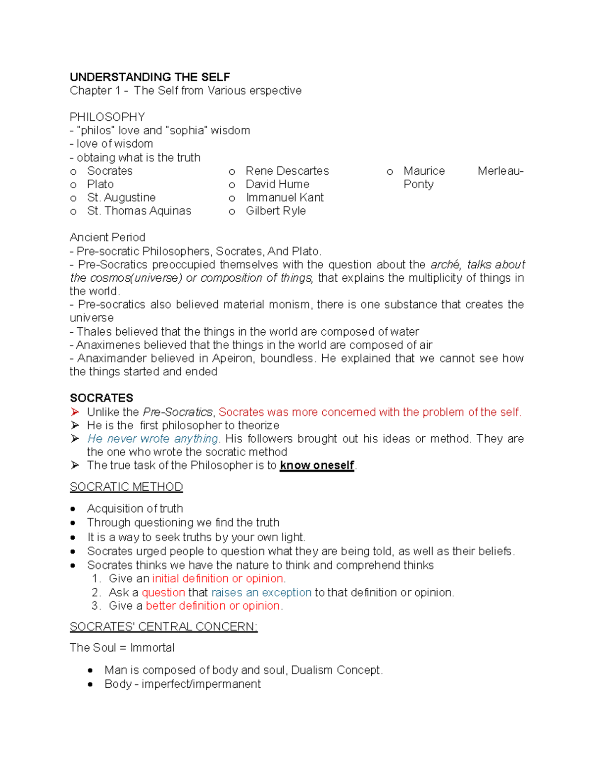 Chapter-1-UTS - nonn - UNDERSTANDING THE SELF Chapter 1 - The Self from Various erspective - Studocu