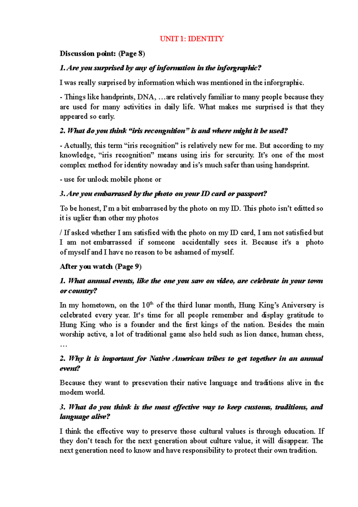 Nghệ thuật tạo hình và phương pháp tổ chức - UNIT 1: IDENTITY ...