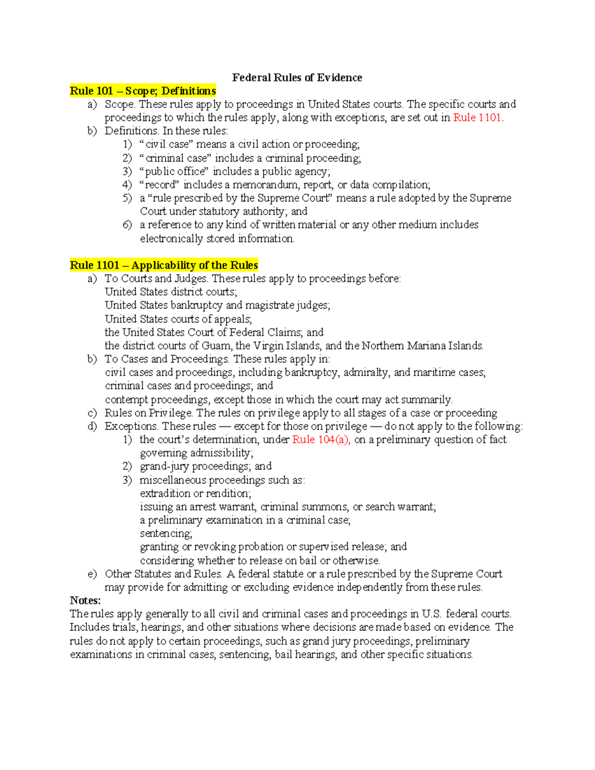 Federal Rules of Evidence - These rules apply to proceedings in United ...