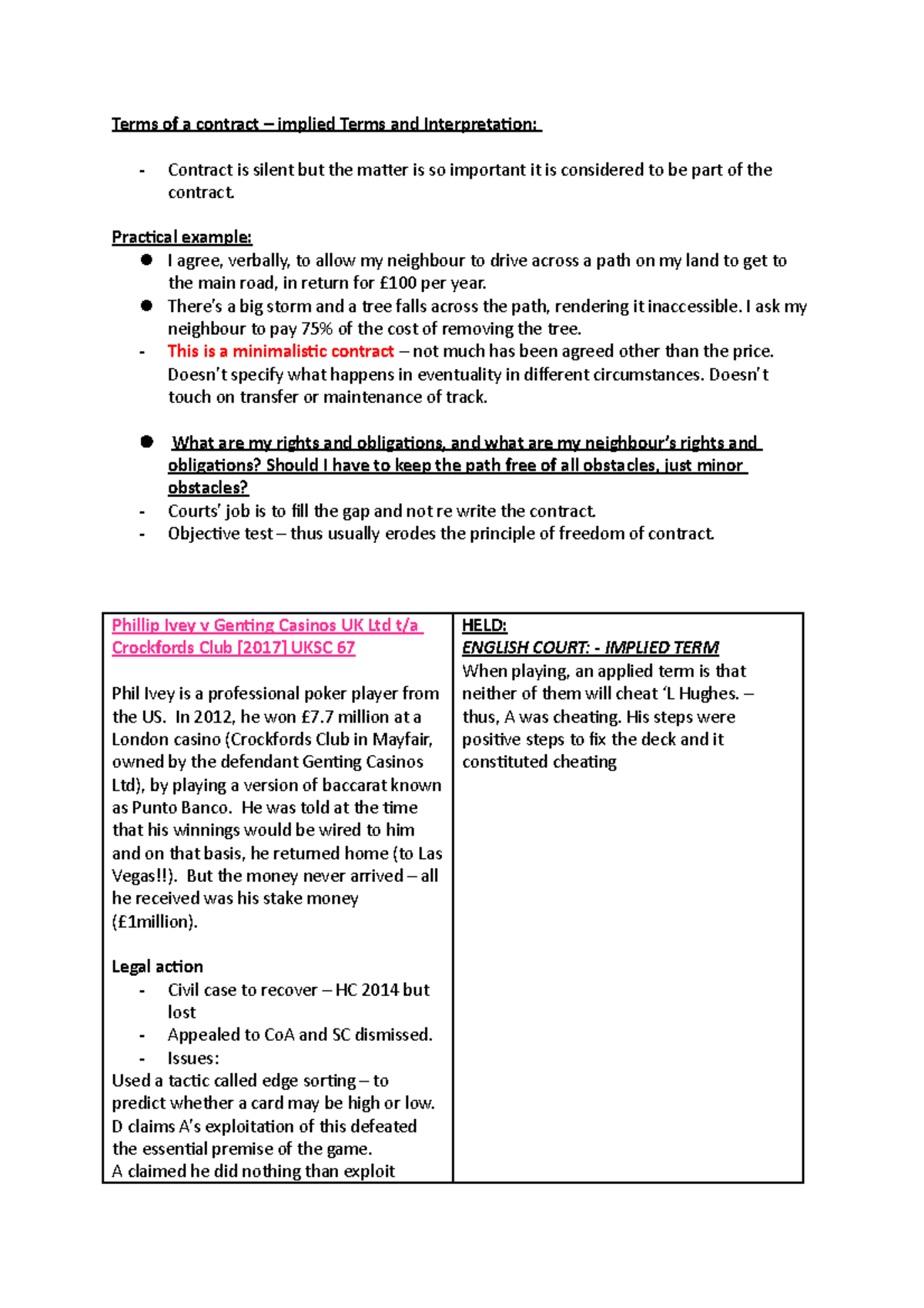Implied terms and Interpertation - Terms of a contract – implied Terms ...