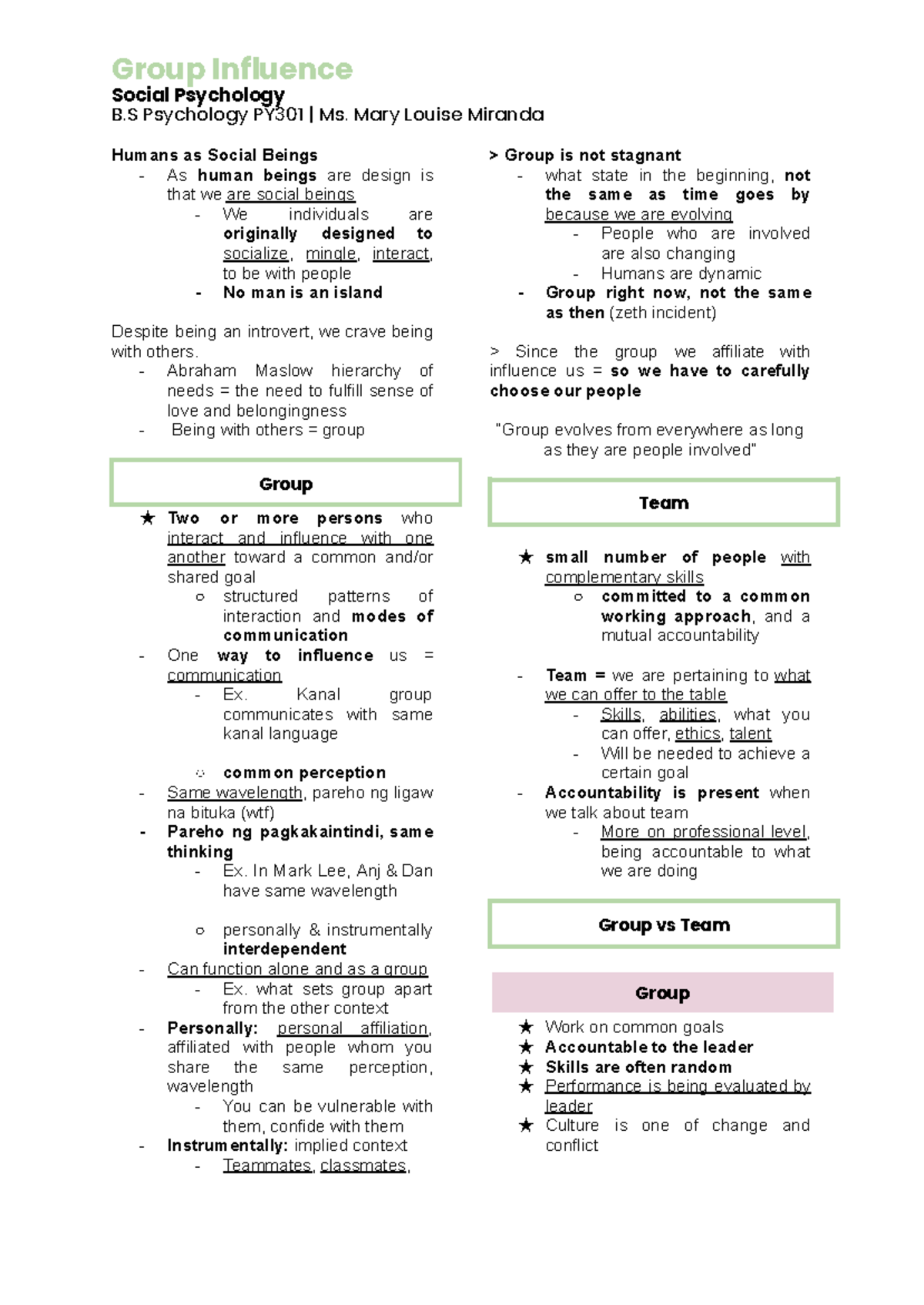 Group Influence - Group Influence Social Psychology B Psychology PY301 ...
