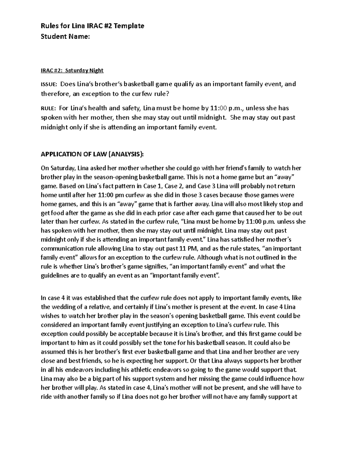 Rules for Lina IRAC ^N2 example - Analysis - Rules for Lina IRAC #2 ...