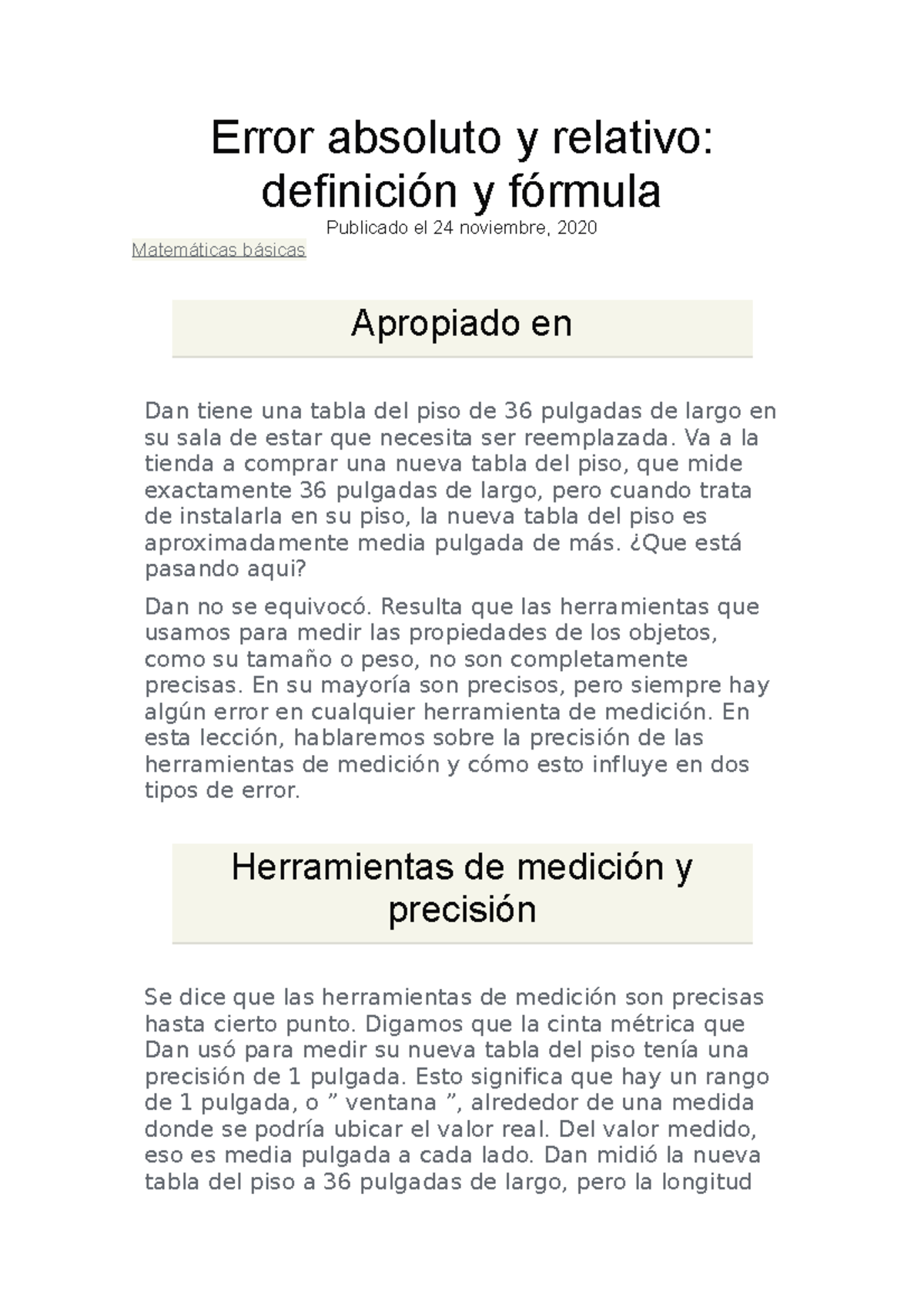 Error absoluto y relativo - Error absoluto y relativo: definición y ...