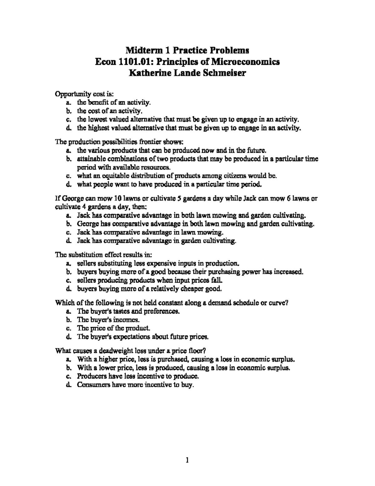 Sample/practice exam 2015, questions - midterm 1 practice problems - ECON1101 - Studocu