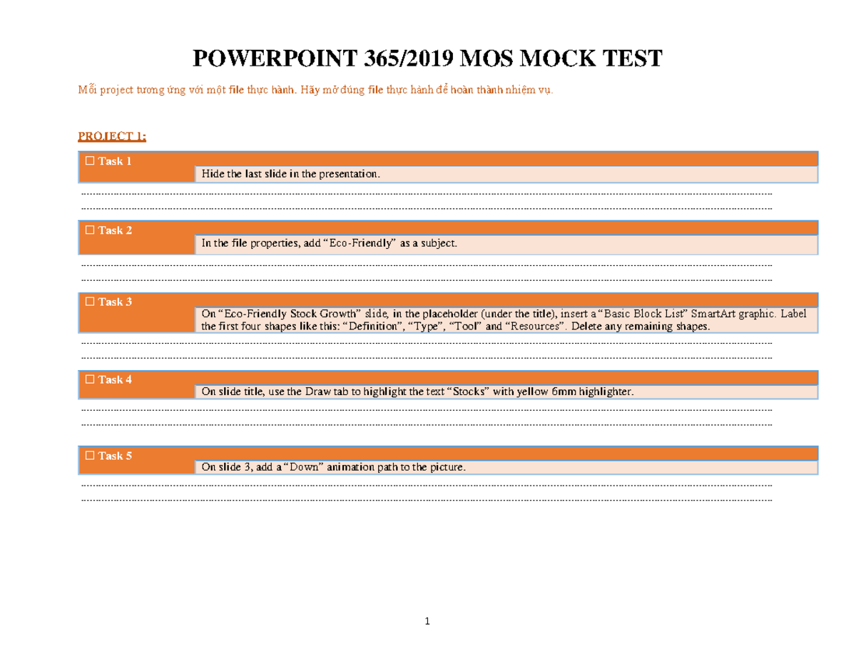 [PPT 365-2019 ] Mocktest - POWERPOINT 365/2019 MOS MOCK TEST Mỗi ...