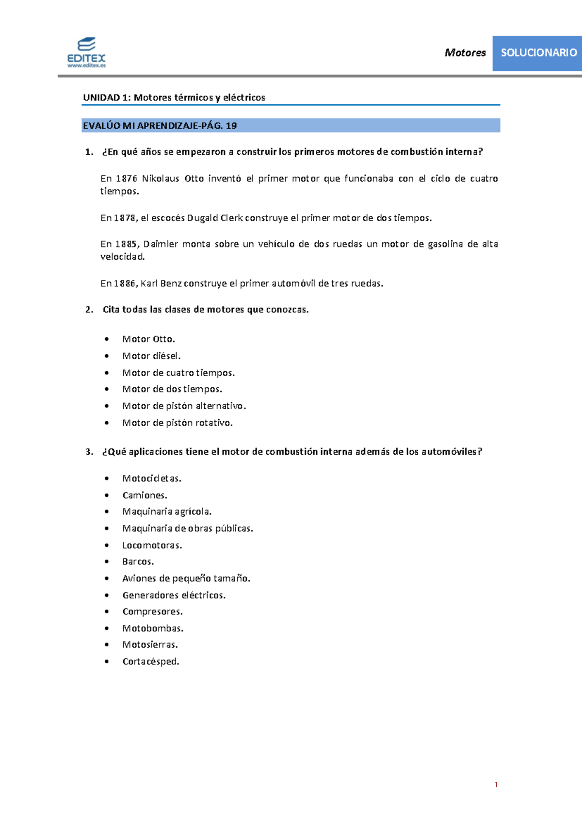 MOT solucionario ud1.pdf - UNIDAD 1: Motores térmicos y eléctricos EVALÚO MI APRENDIZAJE-PÁG. 19 ...