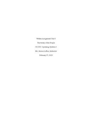 CS 2301 Operating Systems 1 Written Assignment 5 - Among the various computer components that ...