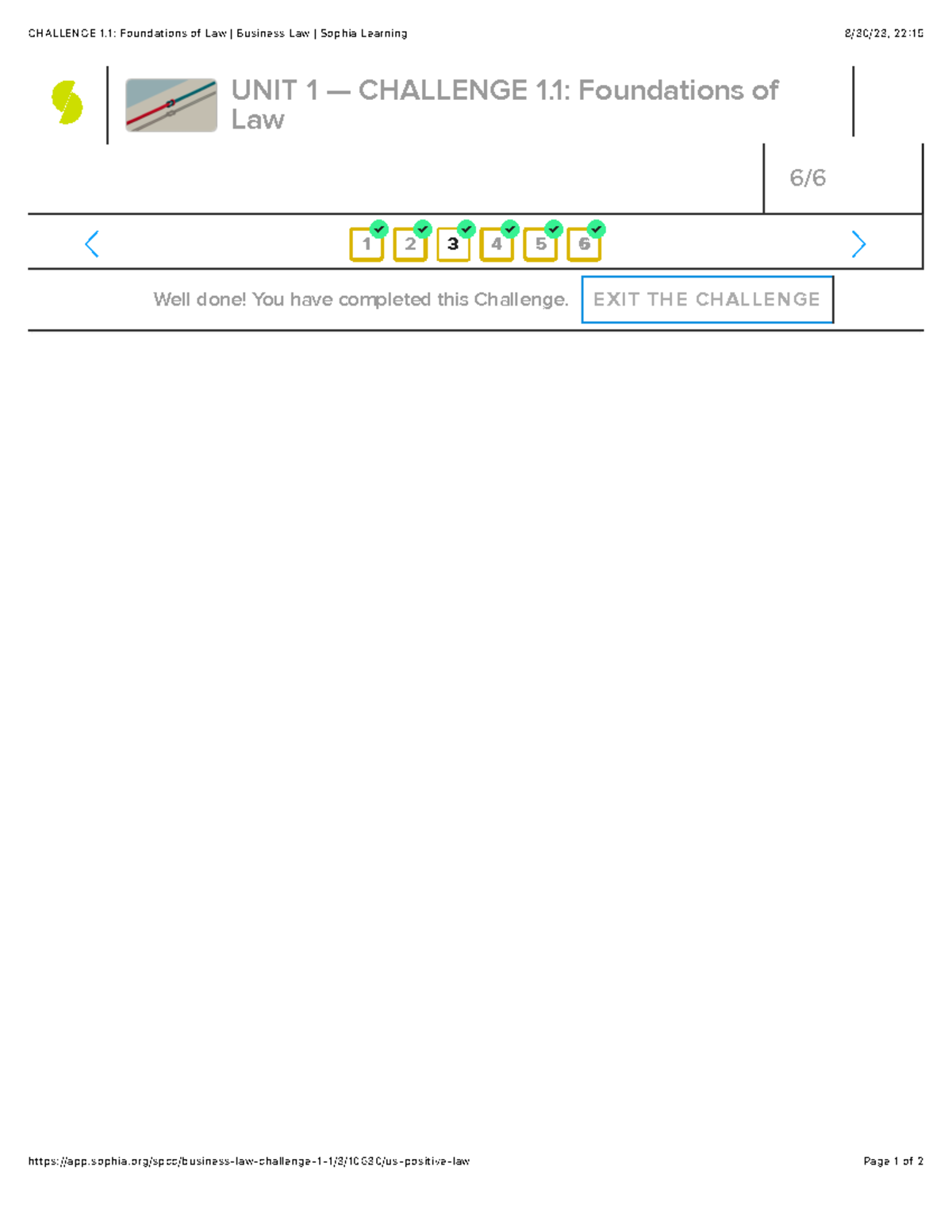 Challenge 1.1: Foundations of Law Business Law 3 - CHALLENGE 1 ...