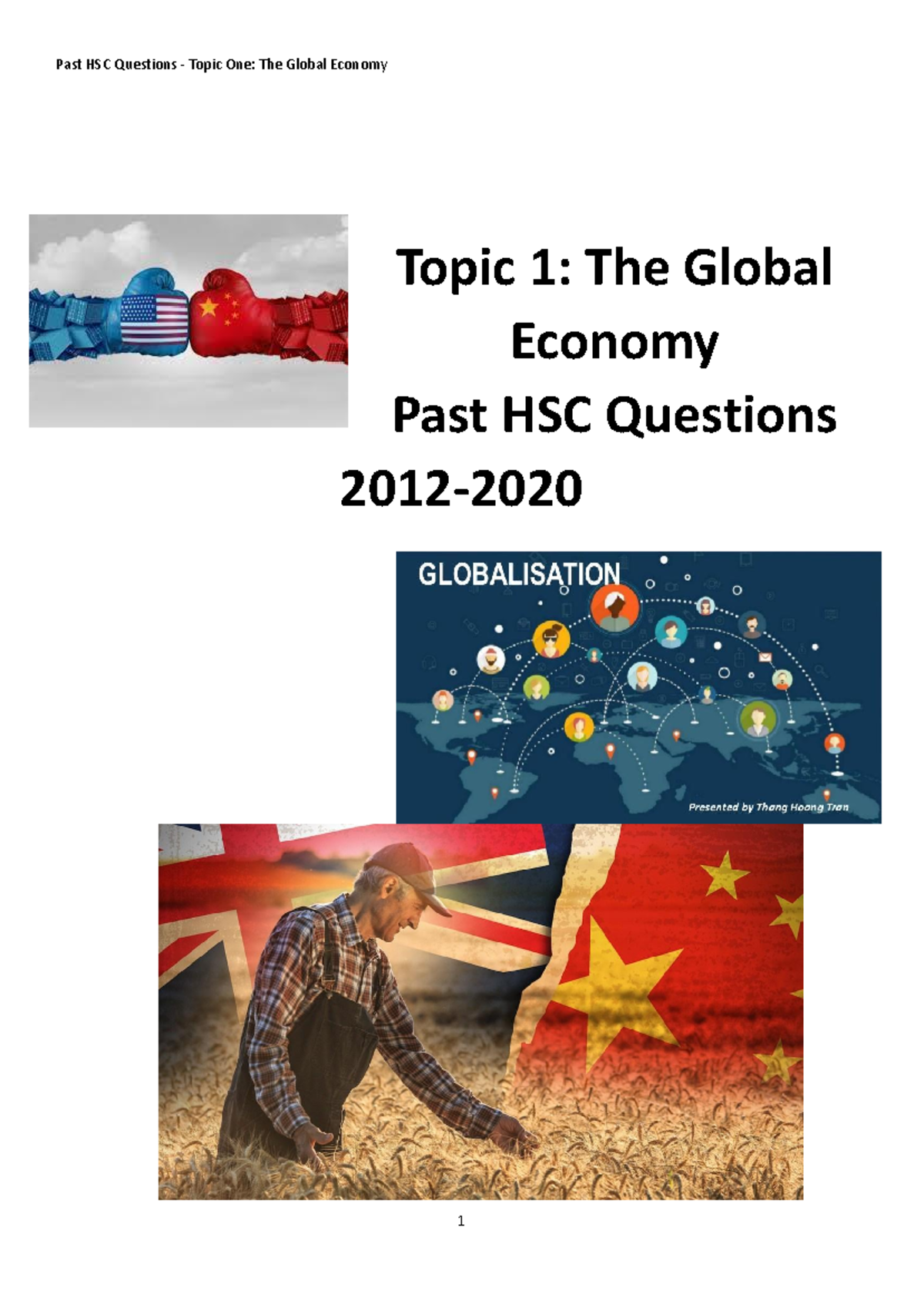 Economics Past HSC Topic 1 The global economy 2012 - 2020 - 023115 ...