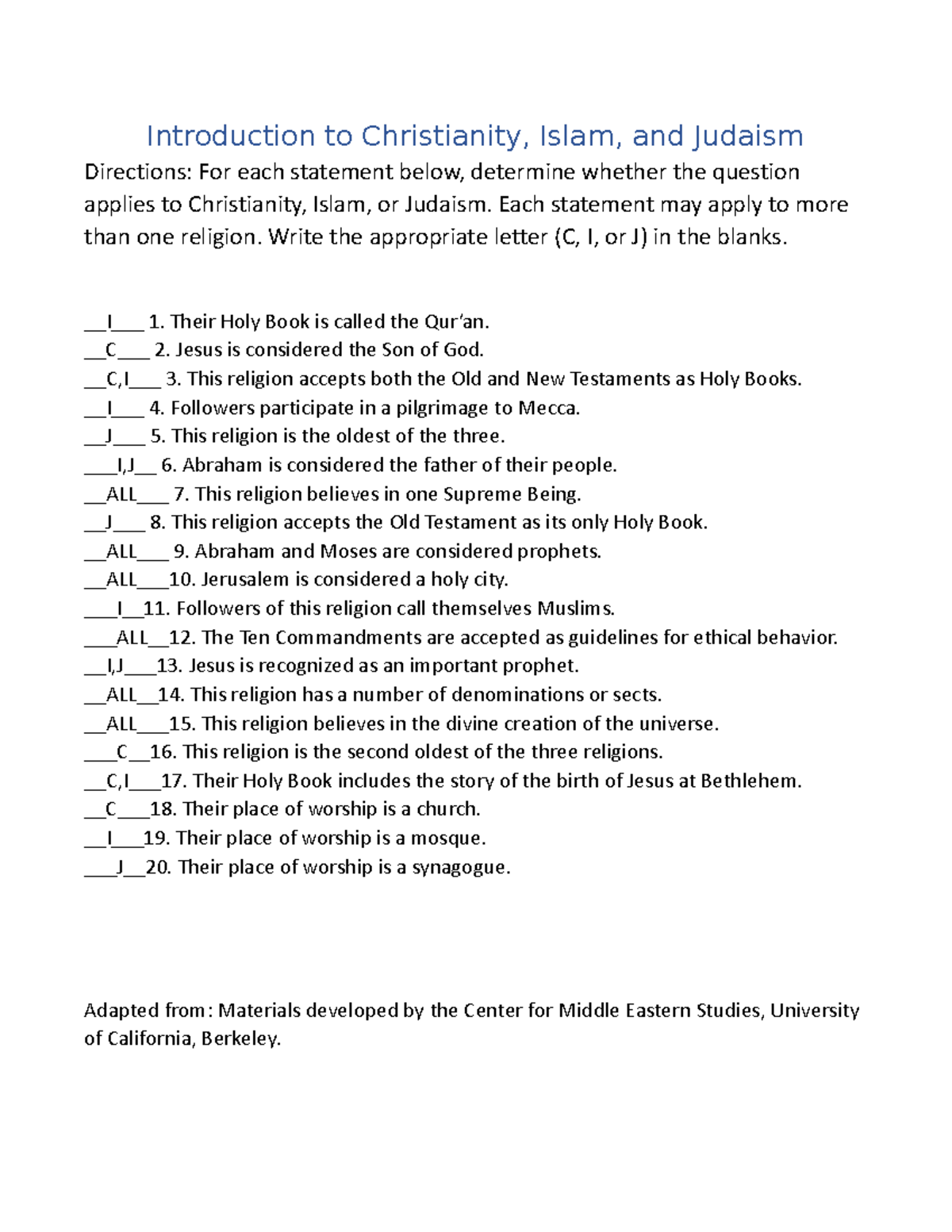 Introduction to the 3 Western Religions - Introduction to Christianity ...