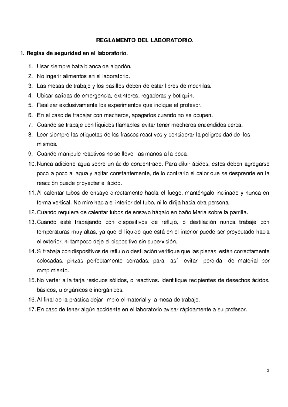 P6- Mezclas Homogeneas Y Heterogeneas - REGLAMENTO DEL LABORATORIO. Reglas de seguridad en el ...