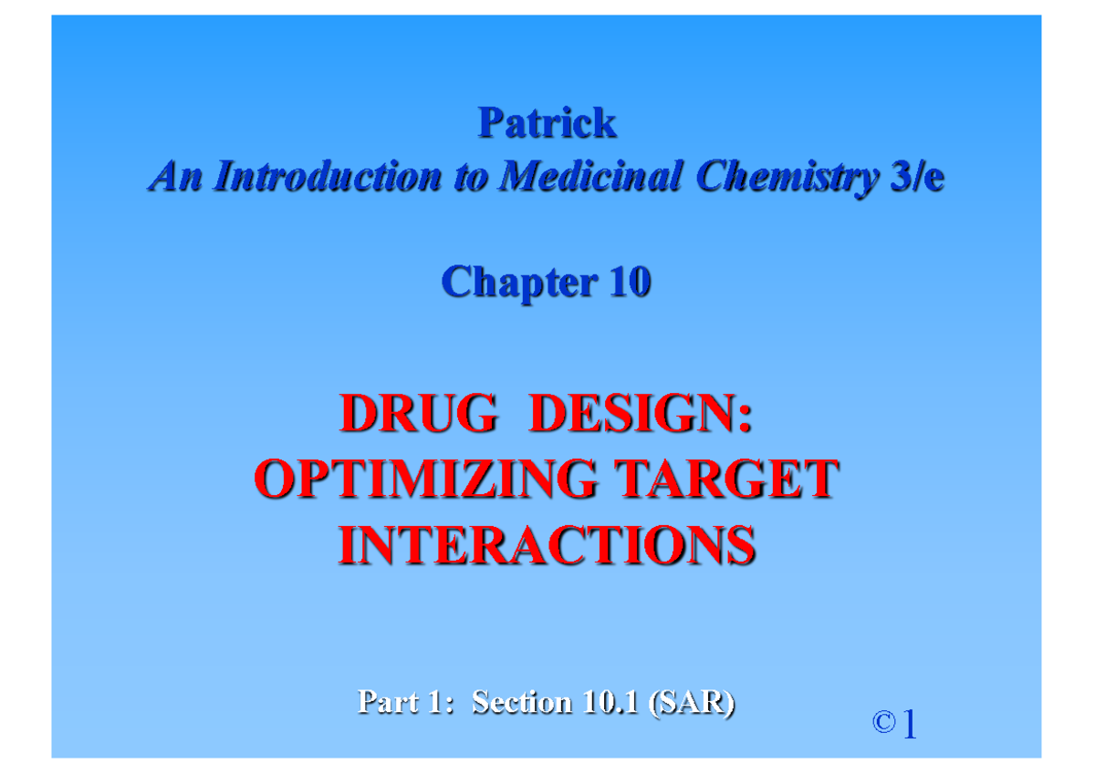 SAR and Simple Simplipication - Patrick An Introduction to Medicinal ...