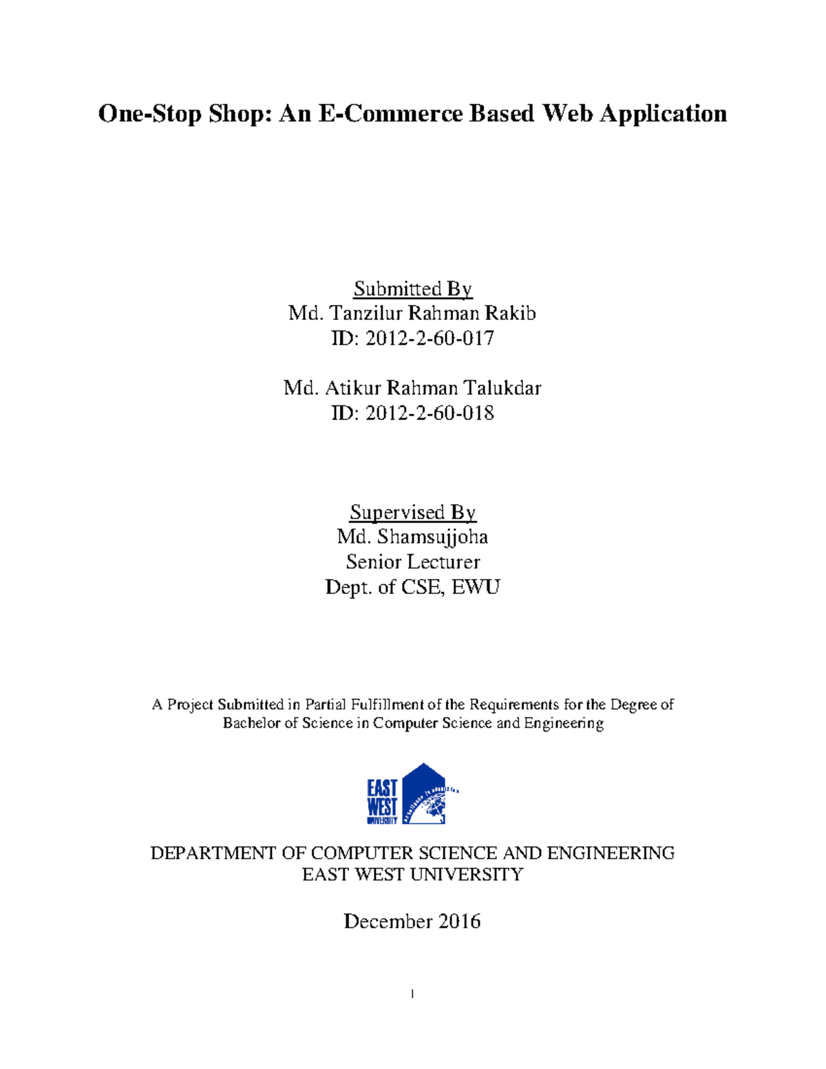 7th project - web application - I One-Stop Shop: An E-Commerce Based ...