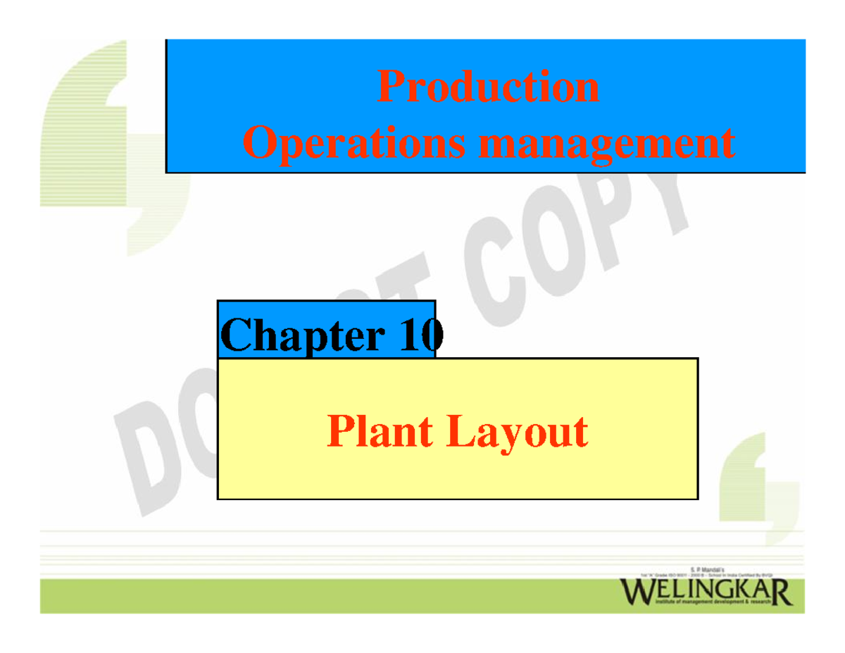 Chapter Plant Layout And Its Specifications Plant Layout Chapter 10