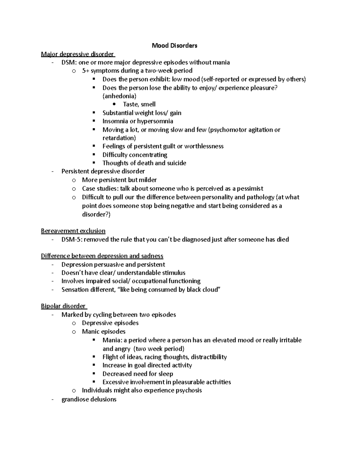 Hlthage lecture 3 week 3- Mood Disorders - Mood Disorders Major ...