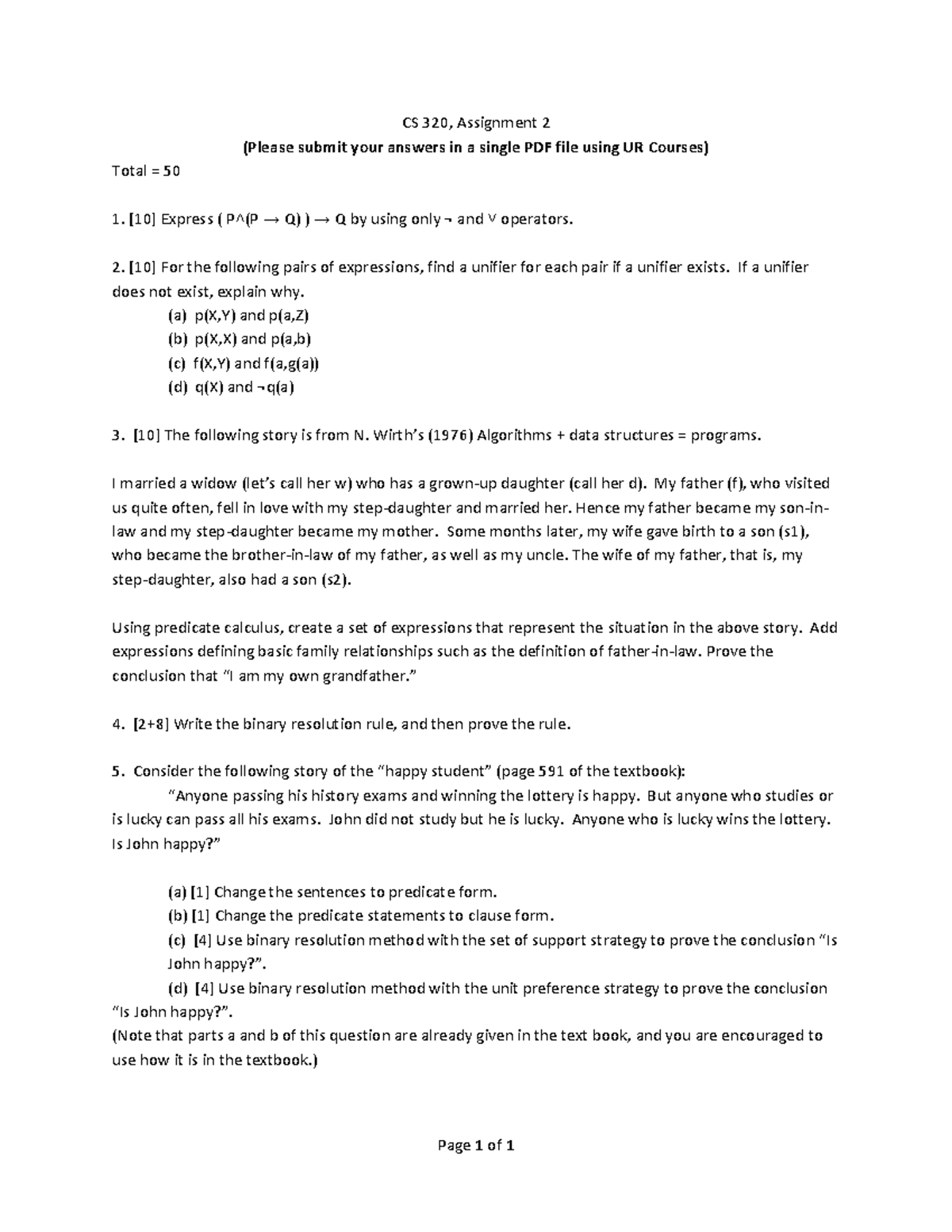 Cs 320 Assignment3 - Page 1 of 1 CS 320, Assignment 2 (Please submit ...