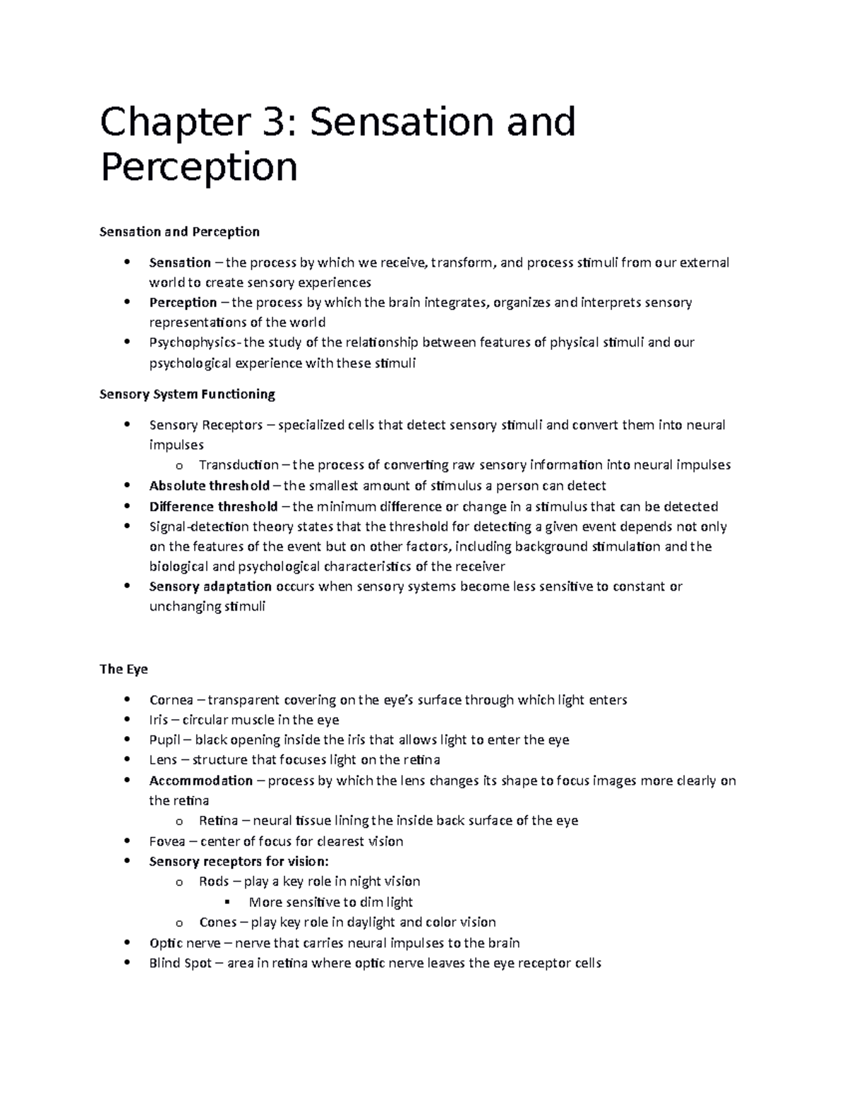 Chapter 3 - Taught by Graves - Chapter 3: Sensation and Perception ...