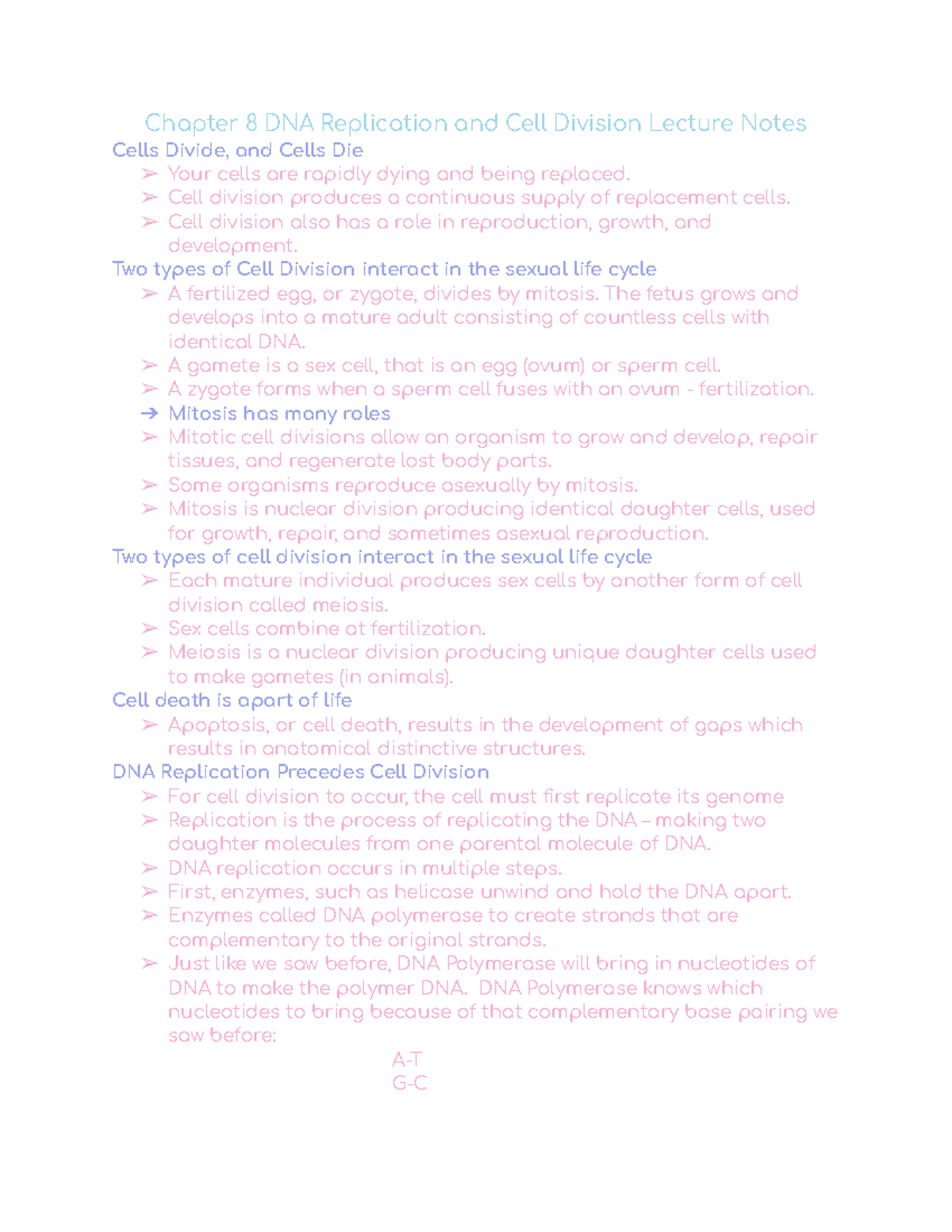 Chapter 8 DNA Replication and Cell Division - Chapter 8 DNA Replication ...