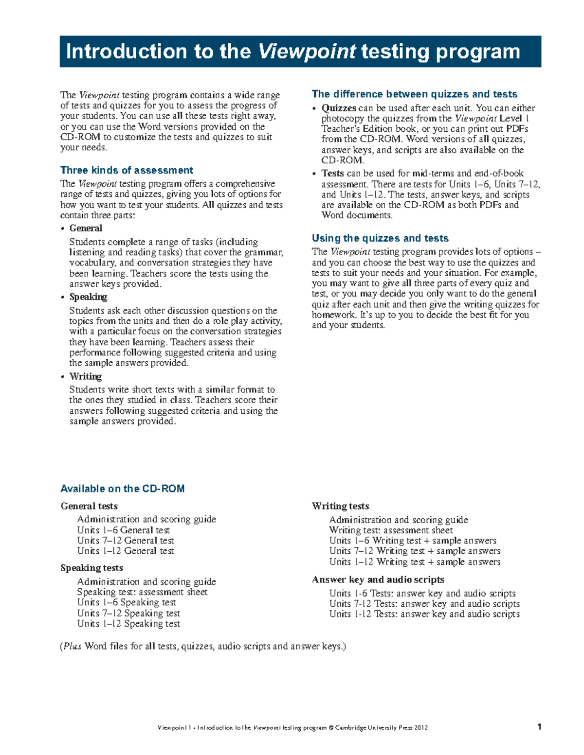 VP1 About TEST Program - jndfkjfijorjvojv - 1 The Viewpoint testing ...