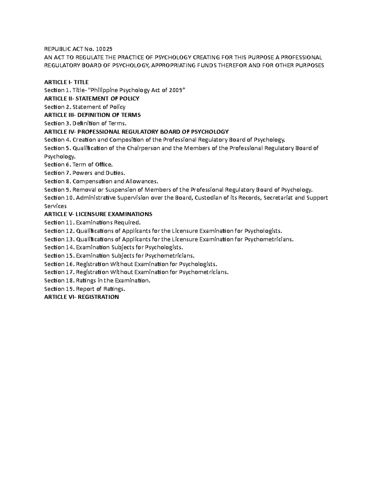 Republic ACT No Psychological Assessment REPUBLIC ACT No 10029 AN ACT TO REGULATE THE republic-act-no-psychological-assessment-republic-act-no-10029-an-act-to-regulate-the