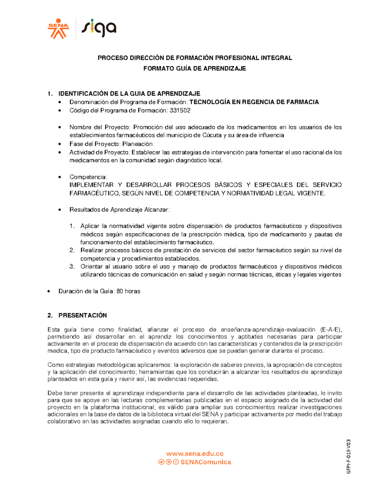 GFPI-F-019 GUIA DE Aprendizaje - Dispensación - 019 V 03 PROCESO DIRECCIÓN DE FORMACIÓN ...