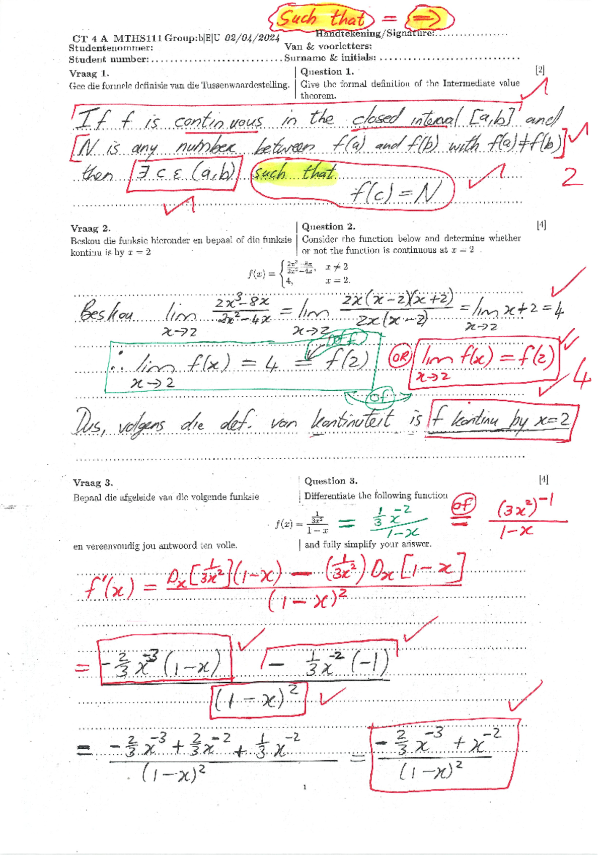 MTHS111 Test4Memo2024 - MTHS 111 - Studocu