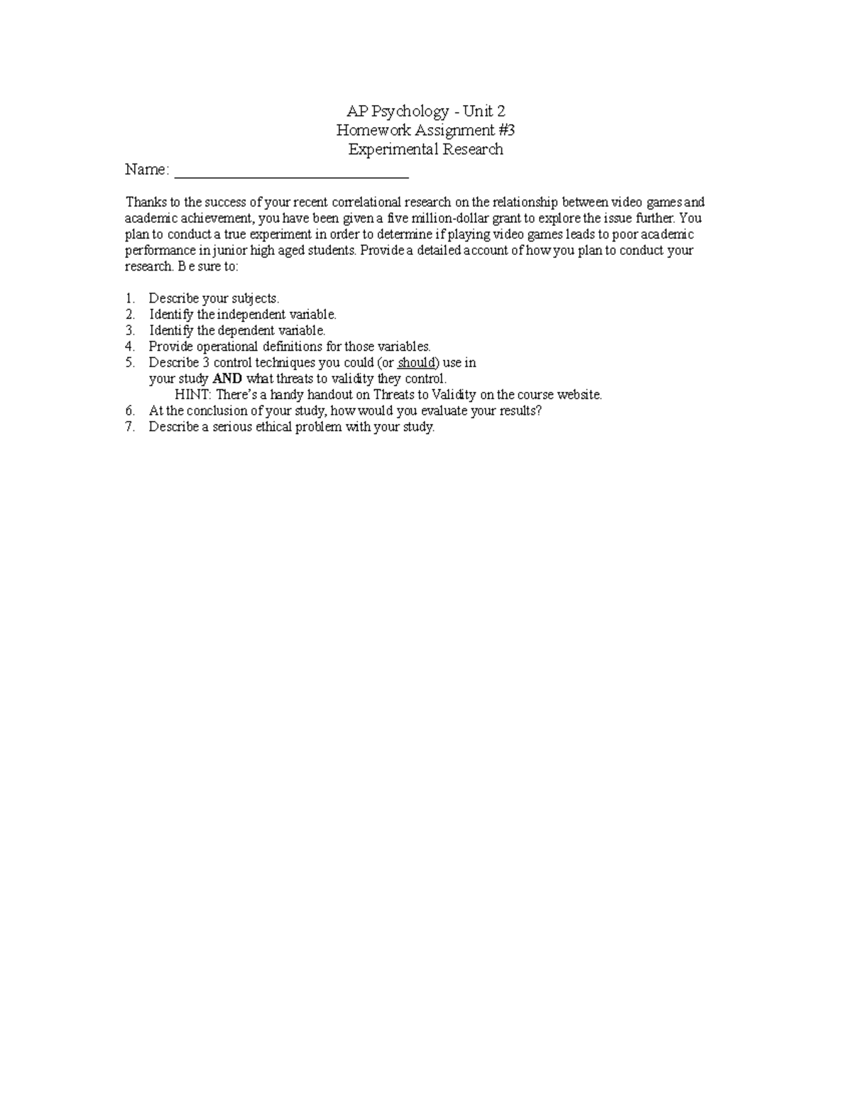 Cms file 360377 - v sddd - AP Psychology - Unit 2 Homework Assignment ...