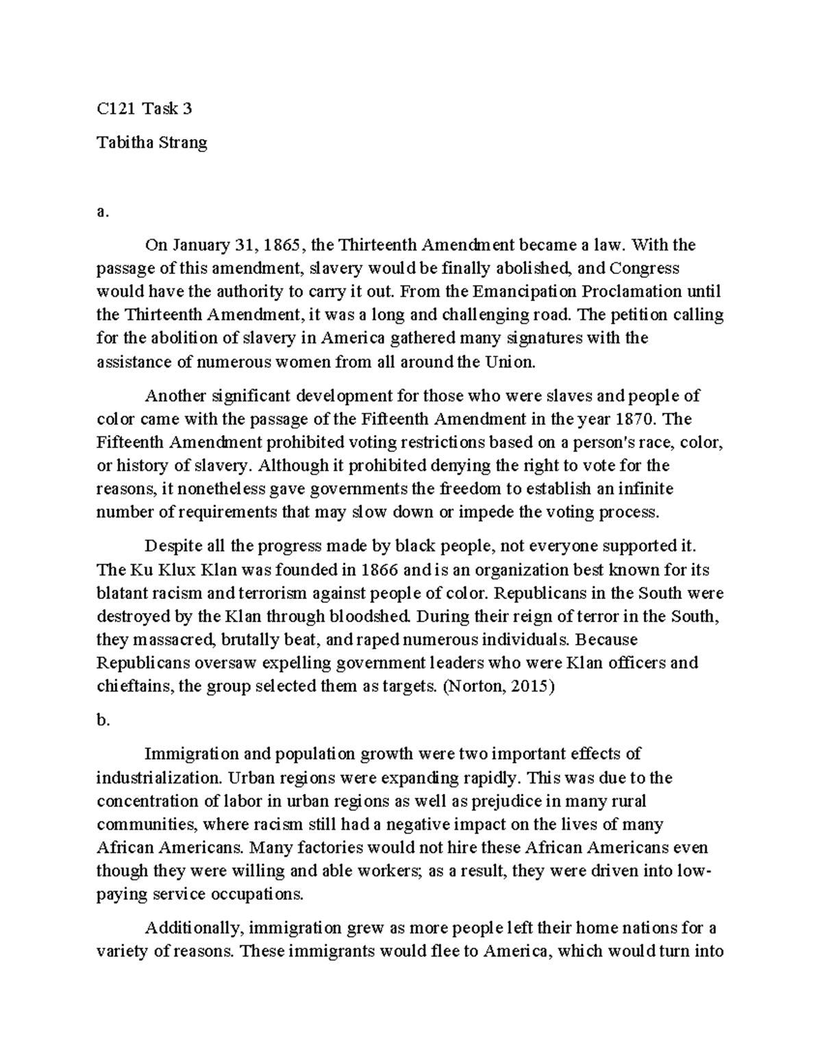 C121 Task 3 - c121 task 3 - C121 Task 3 Tabitha Strang a. On January 31 ...