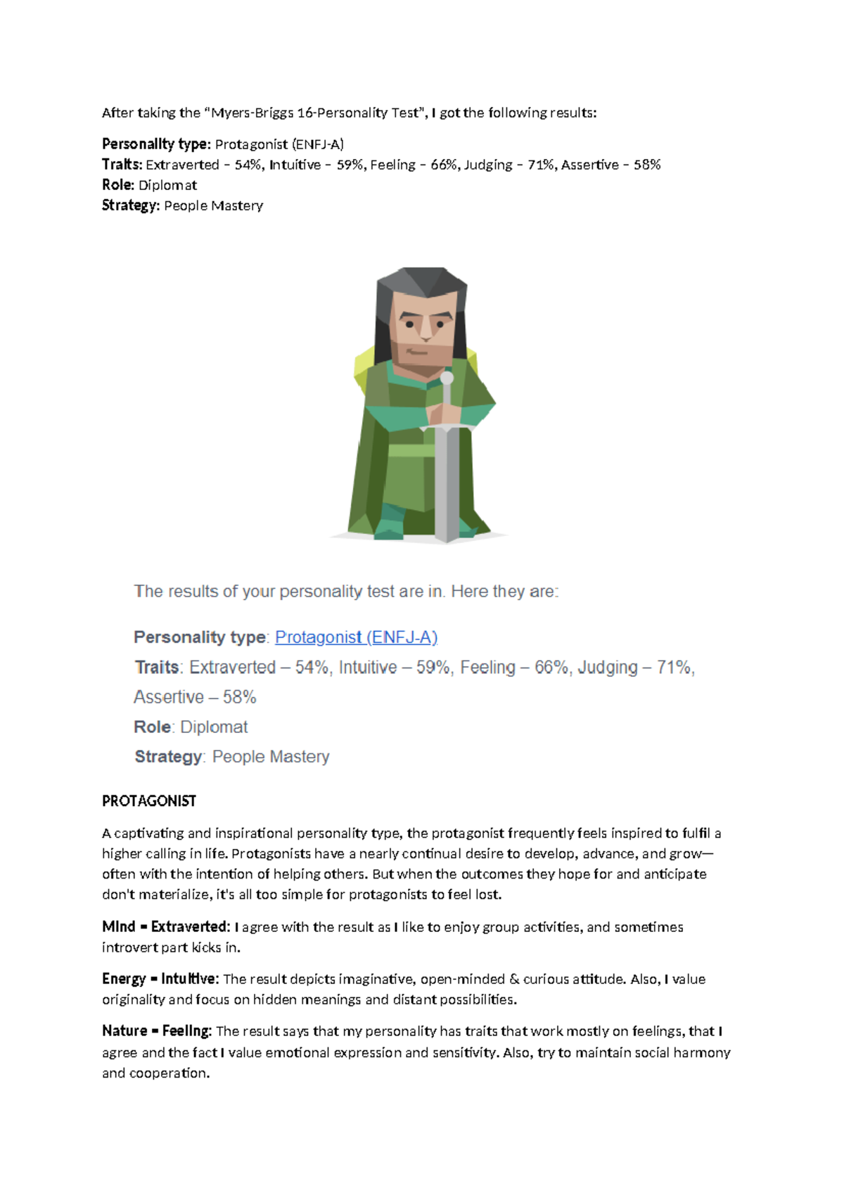 Myers-Briggs 16-Personality Test - Protagonists have a nearly continual ...