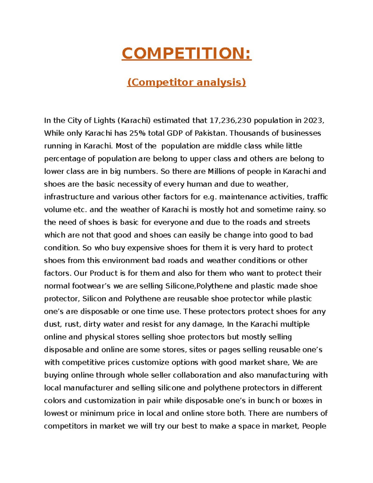 Competition Report Original - COMPETITION: (Competitor analysis) In the ...