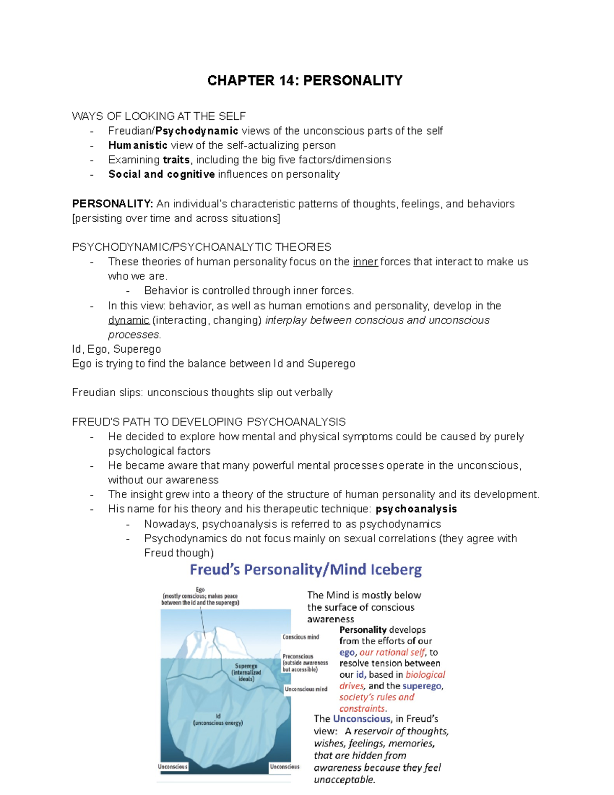 Chapter 14 Personality - CHAPTER 14: PERSONALITY WAYS OF LOOKING AT THE ...