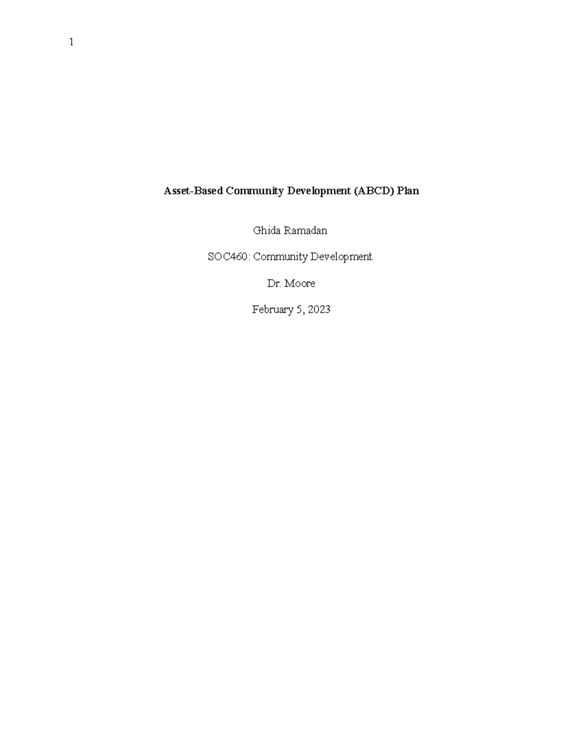 ABCD plan - Essay on ABDC plan - Asset-Based Community Development ...