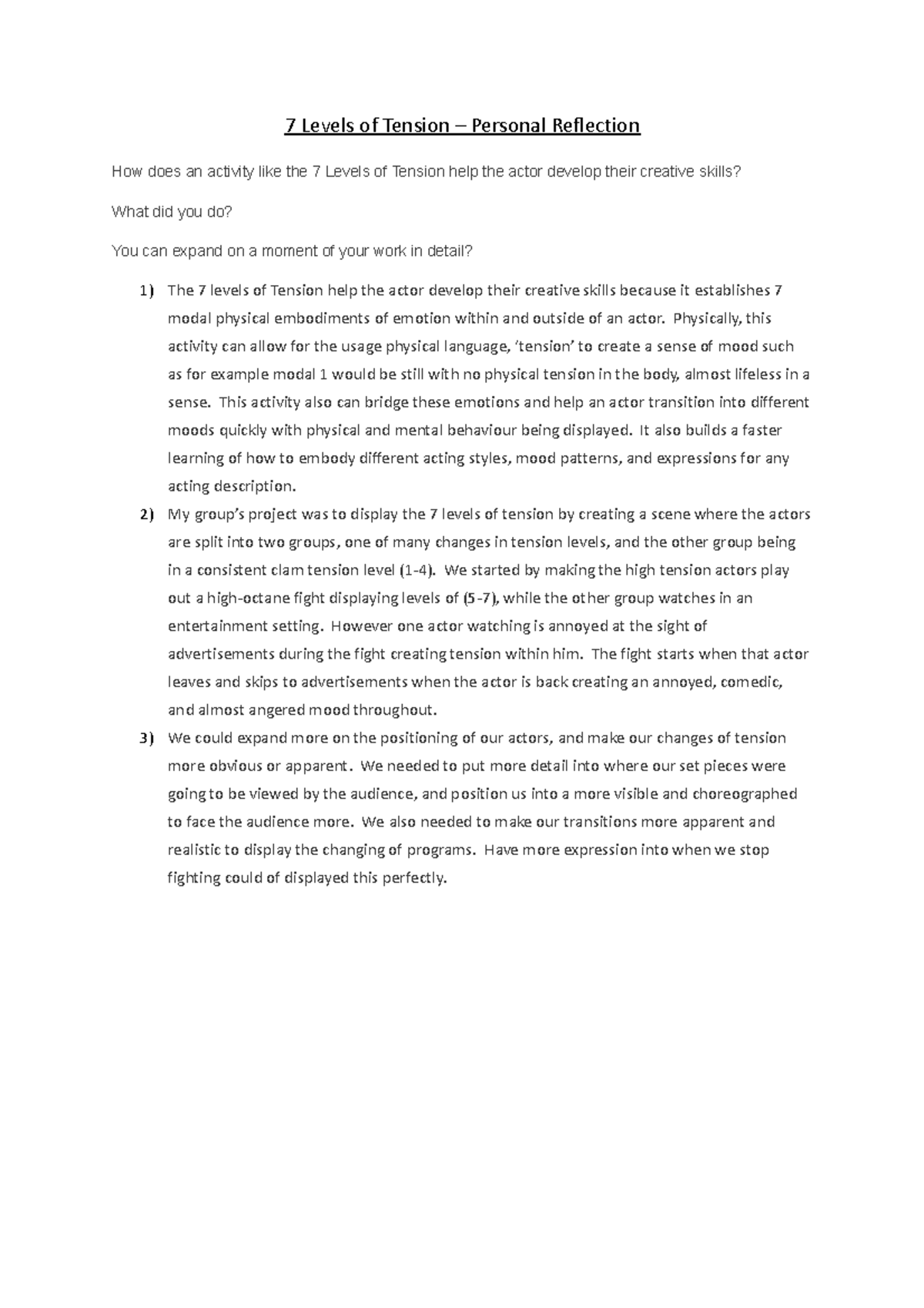 7 Levels of Tension Reflection - 7 Levels of Tension – Personal ...