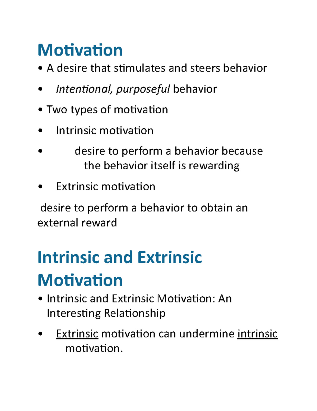 Psych 111- Chpater 8 Motivation and Emotion - Motivation A desire that ...