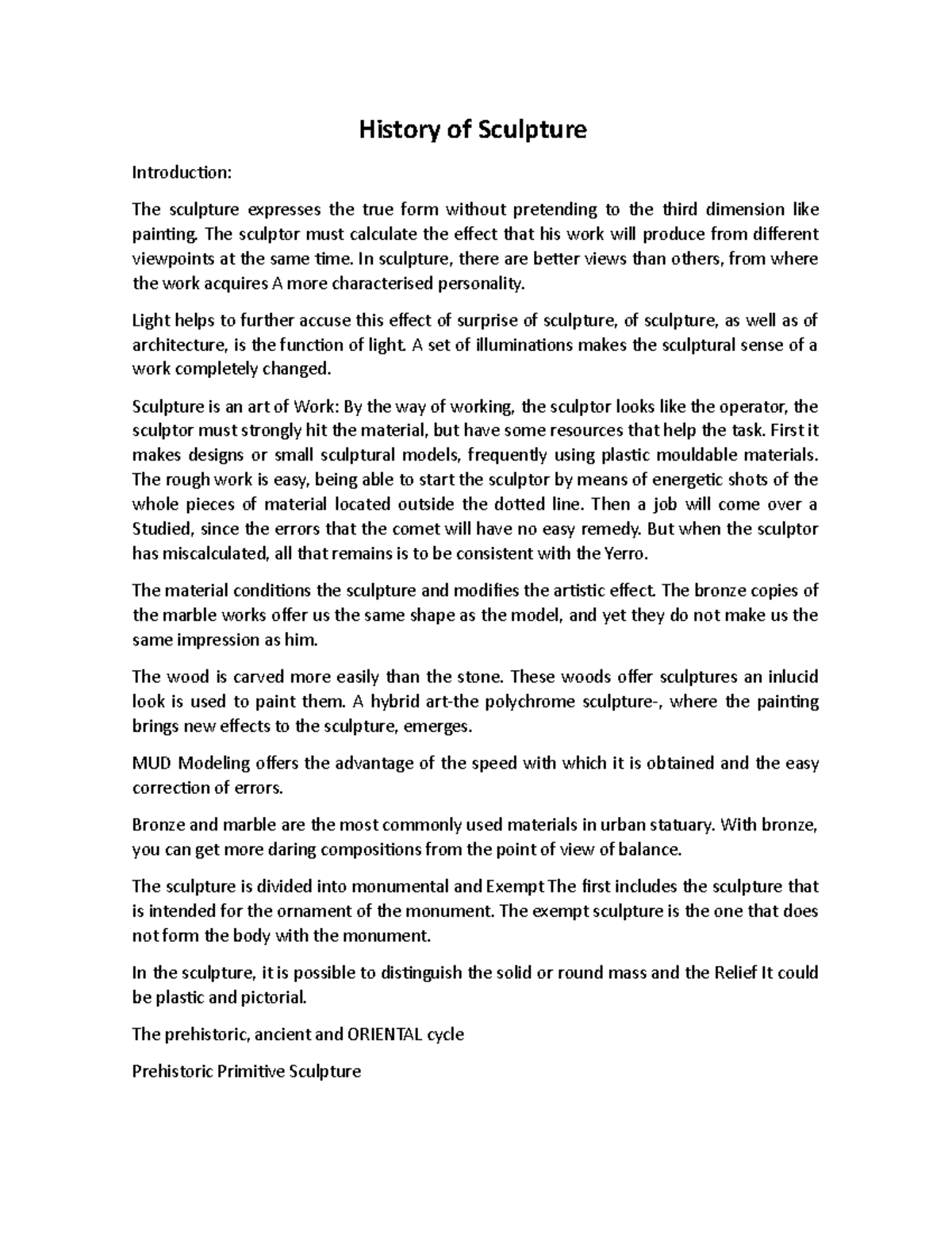 History of Sculpture - History of Sculpture Introduction: The sculpture ...