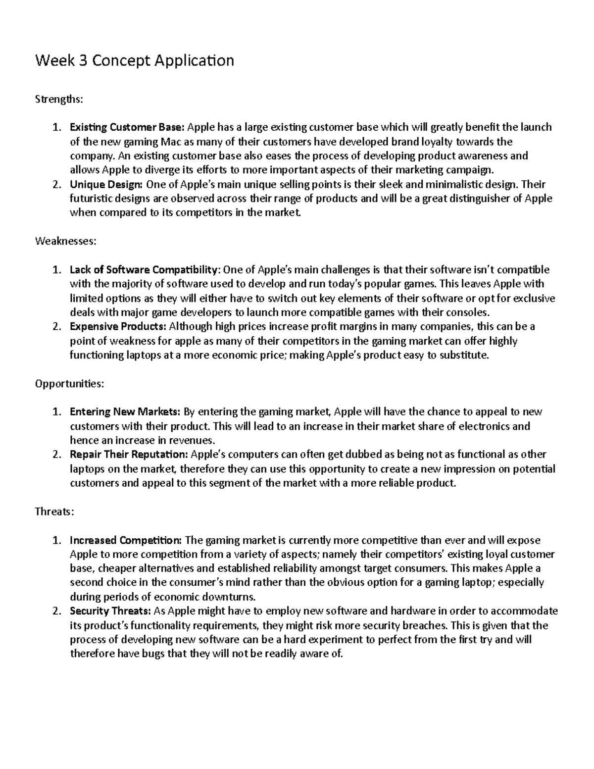 Week 3 Concept Application - Week 3 Concept Application Strengths ...