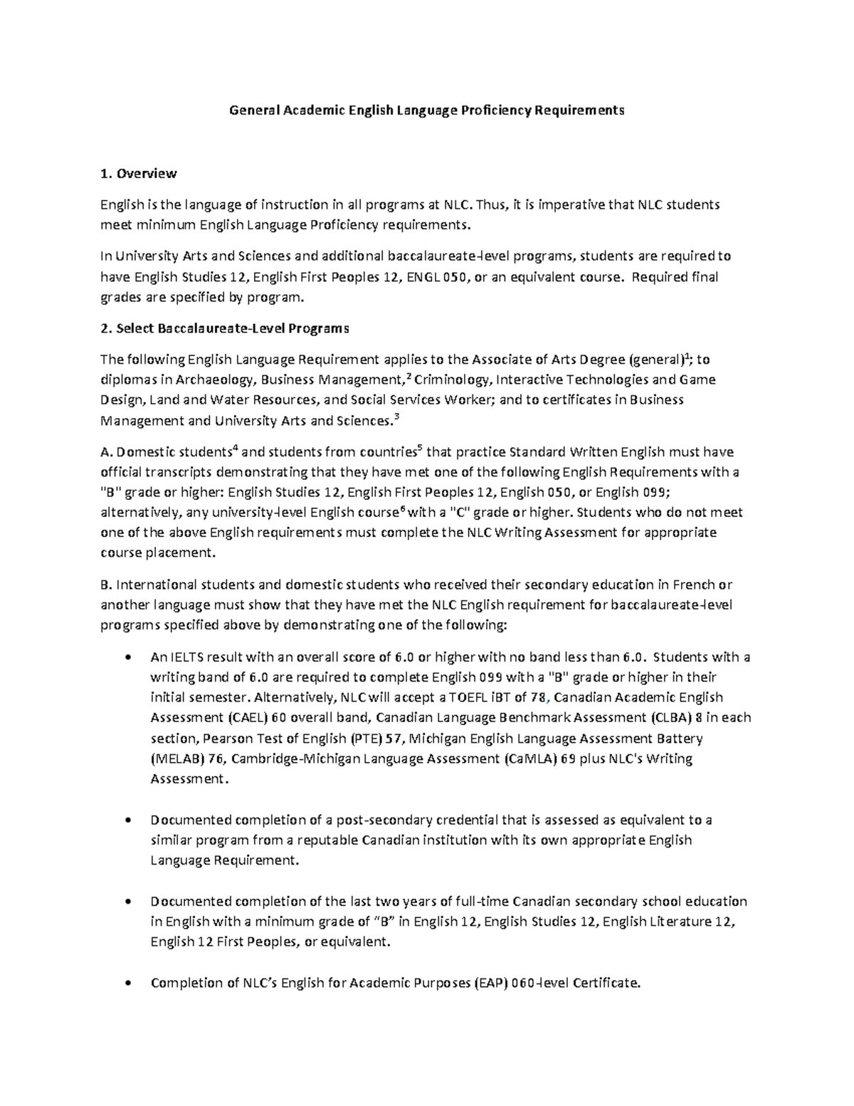 English Language Proficiency Effective May 2020 - General Academic ...