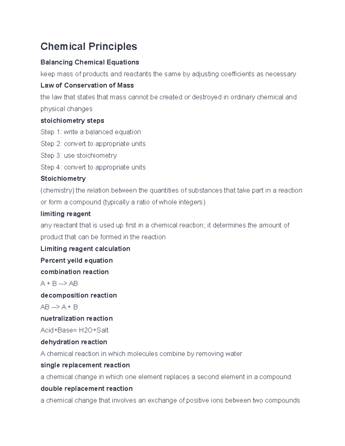 Chemical Principles - Chemical Principles Balancing Chemical Equations ...