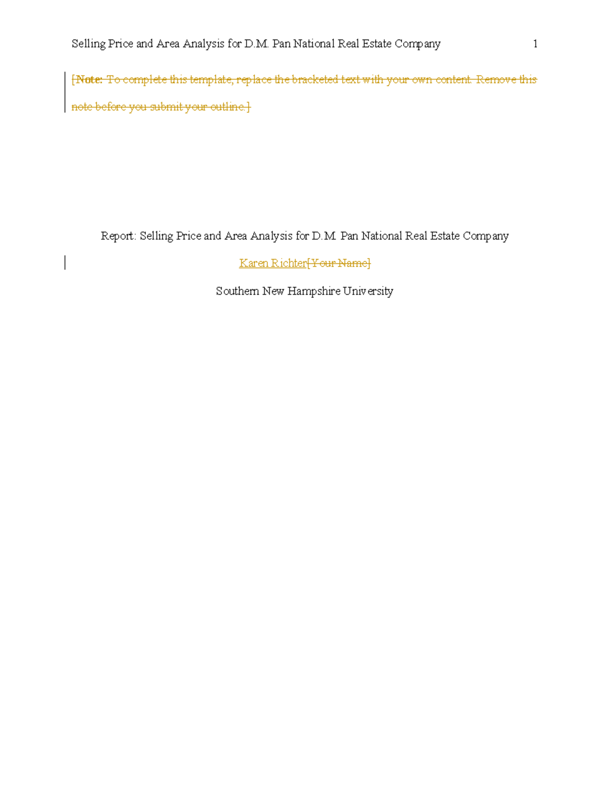 MAT 240 Module Two Assignment - Selling Price and Area Analysis for D ...