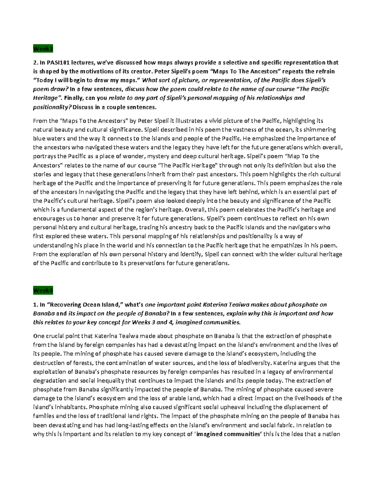 PASI101- KCQ 2 - Tutorial Task on Key Concept Questions - Week 2. In ...