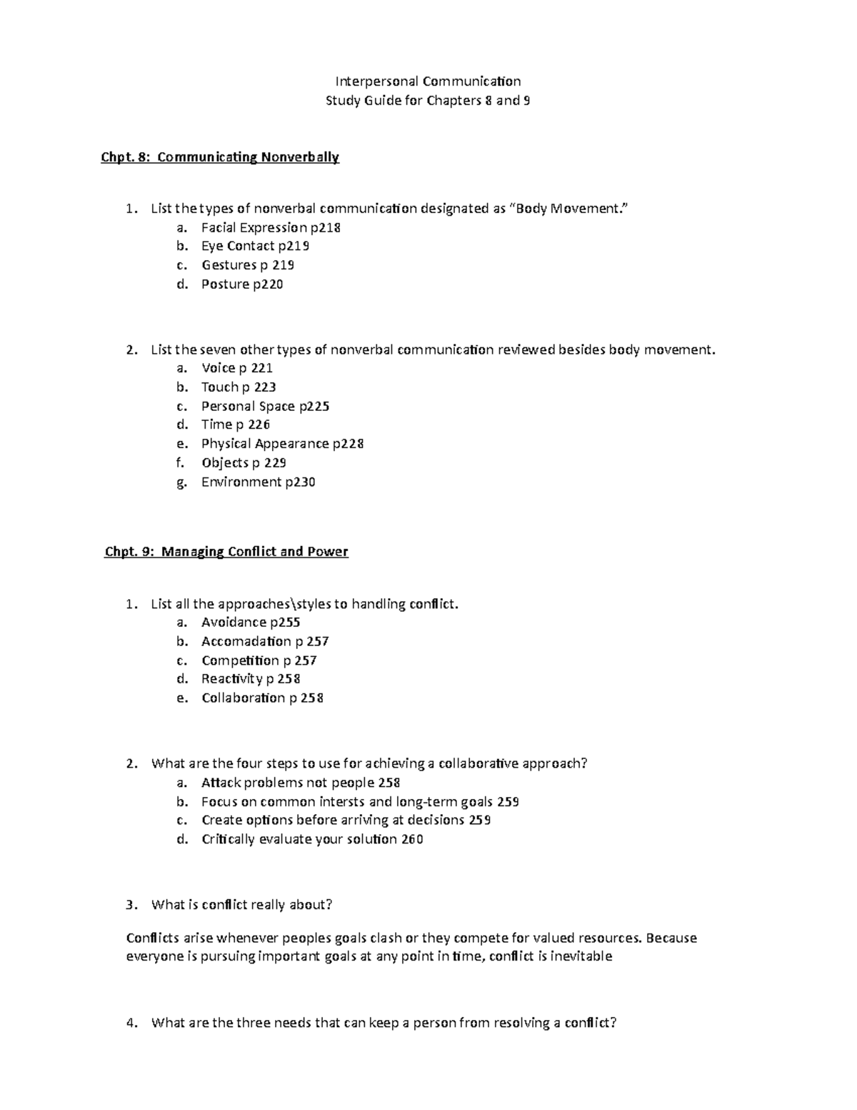 Ch 3 communications study guide - Interpersonal Communication Study ...
