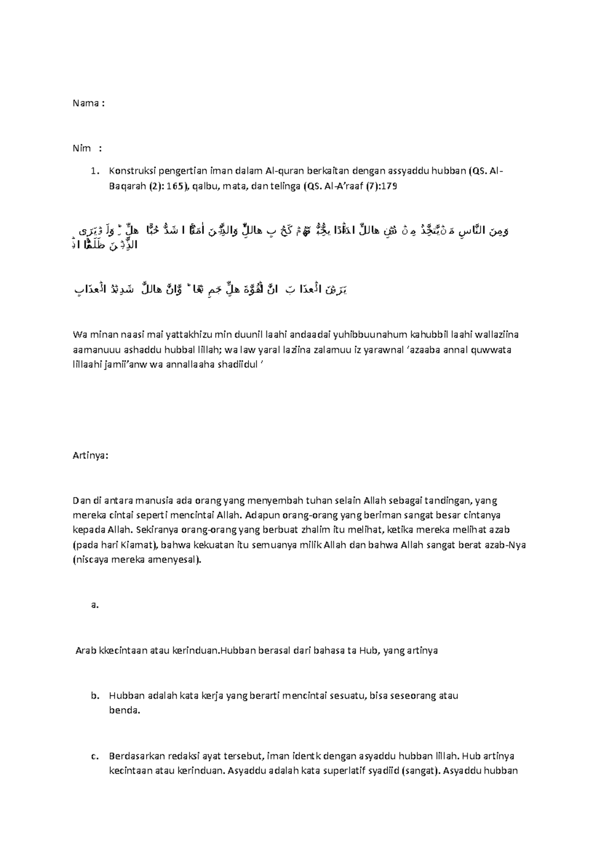 Tugas 1 agama - Fighting - Nama : Nim : Konstruksi pengertian iman dalam Al-quran berkaitan ...