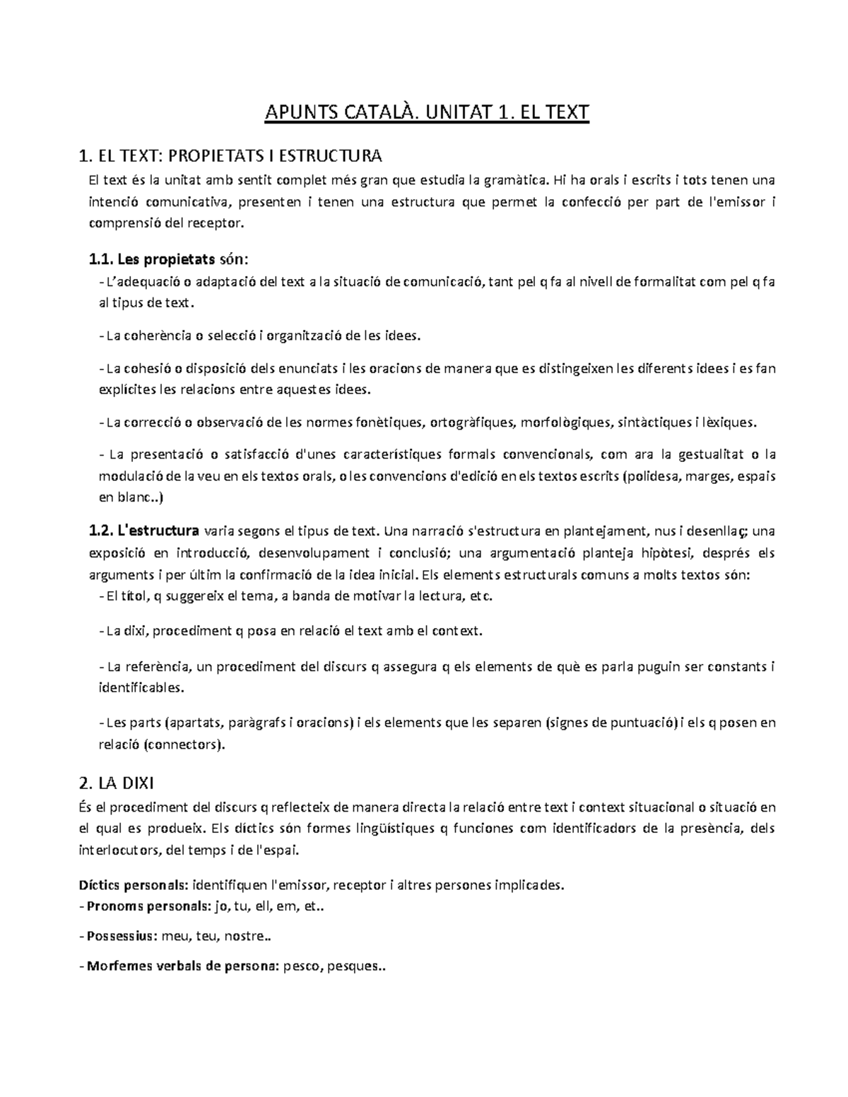 Català Segon de Batxillerat. Apunts El Text - Warning: TT: undefined function: 32 Warning: TT ...