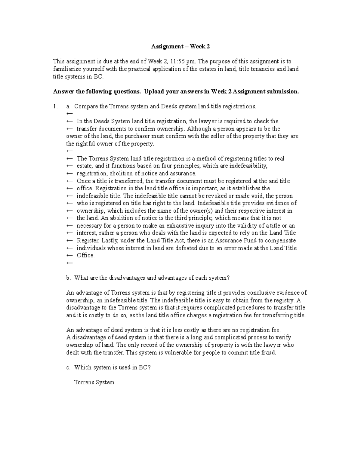 Legl 1309 Week 2 Assignment - Assignment – Week 2 This assignment is ...