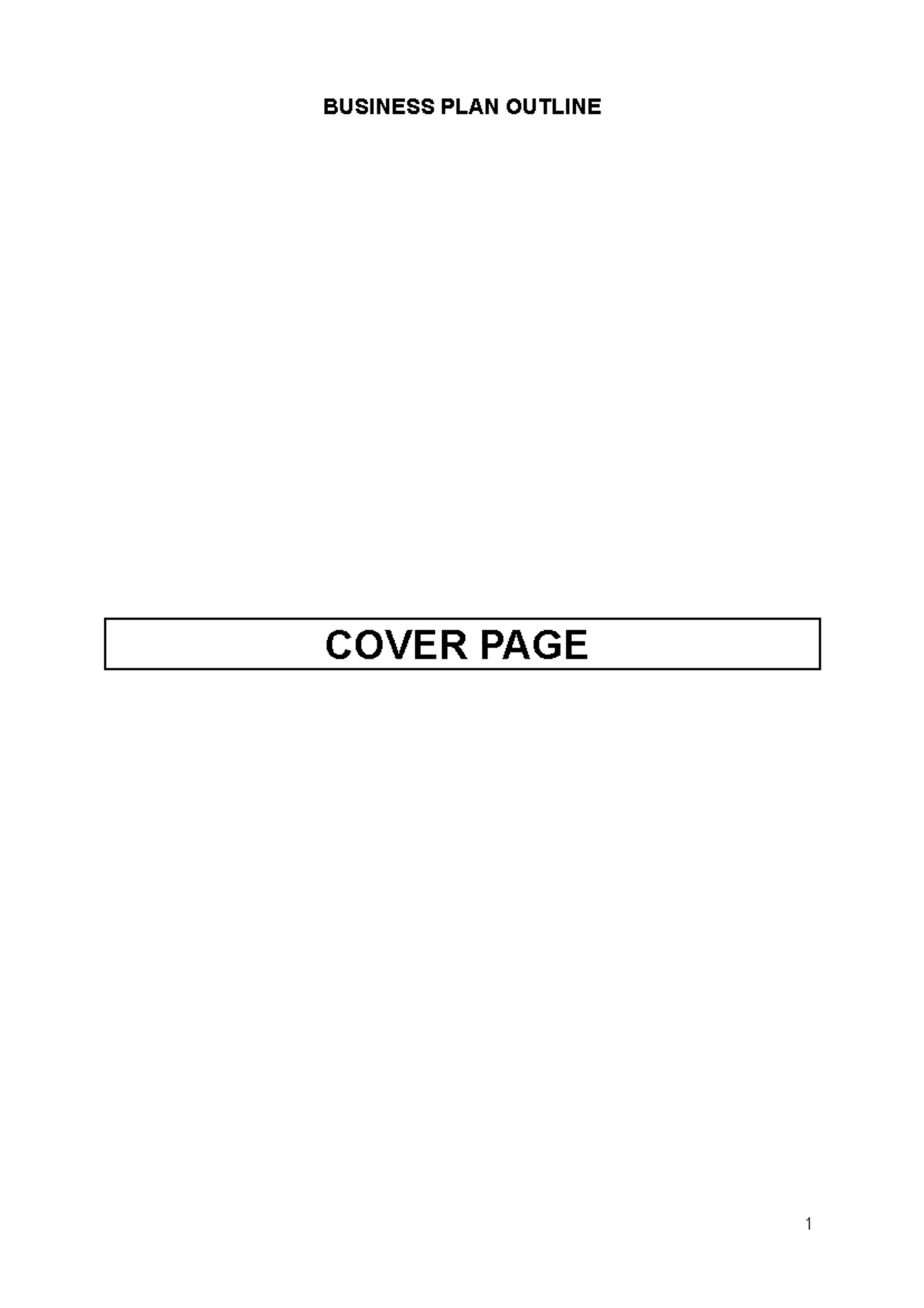 Business PLAN-template - BUSINESS PLAN OUTLINE COVER PAGE FACULTY OF ...
