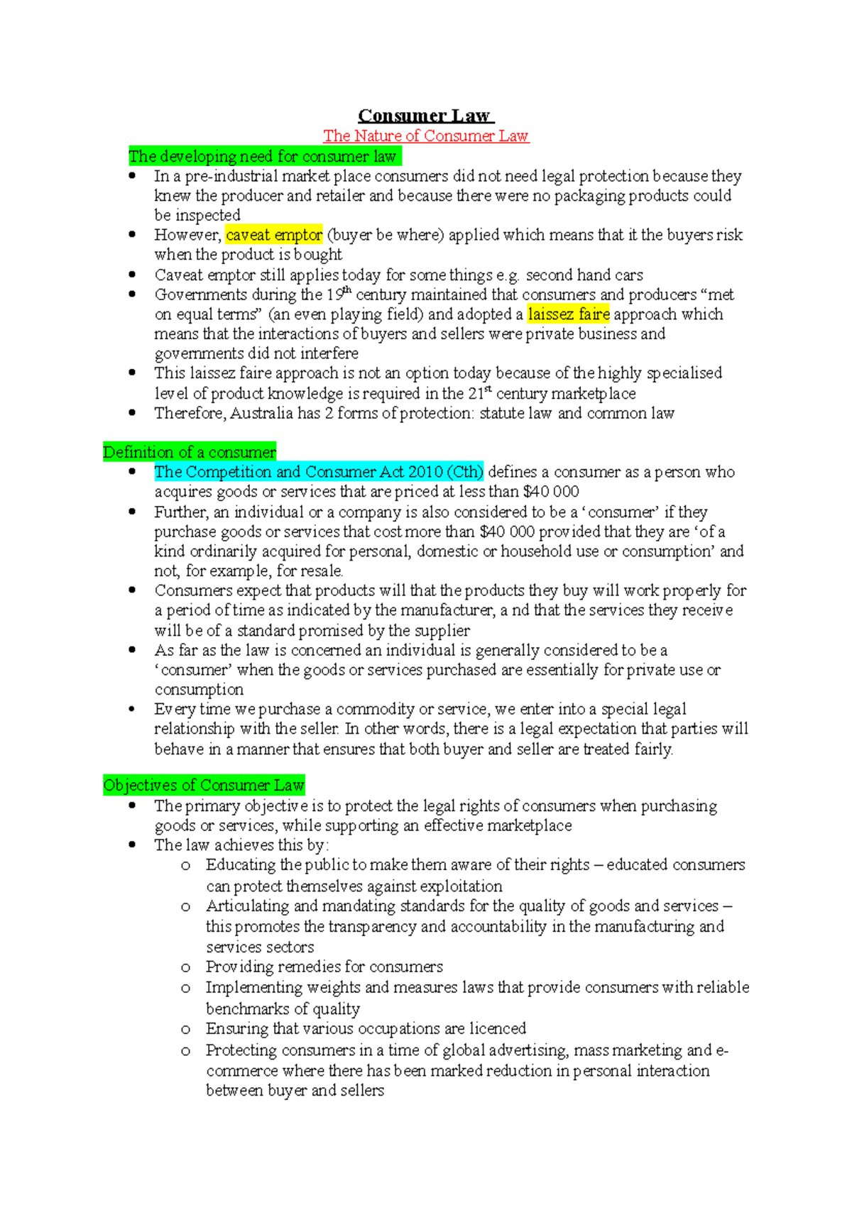 Consumer Law - Consumer Law The Nature of Consumer Law The developing ...
