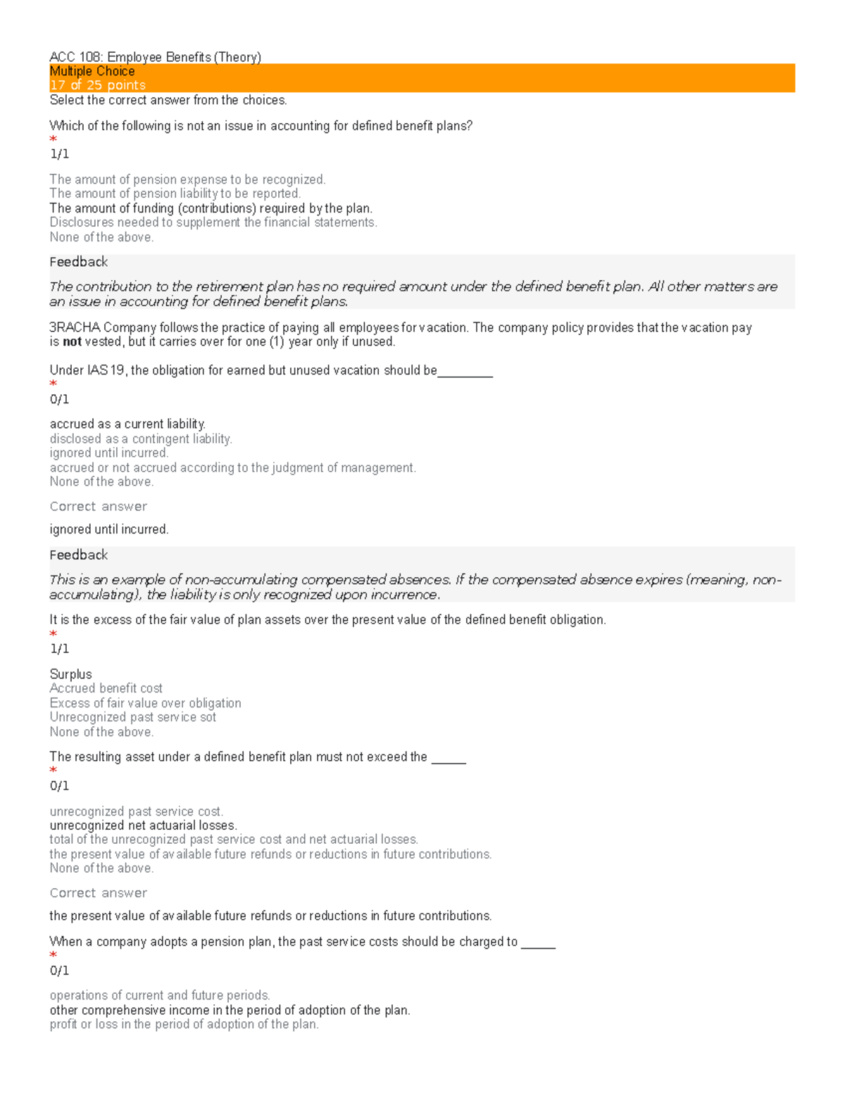 ACC 108 quiz - tax - ACC 108: Employee Benefits (Theory) Multiple ...