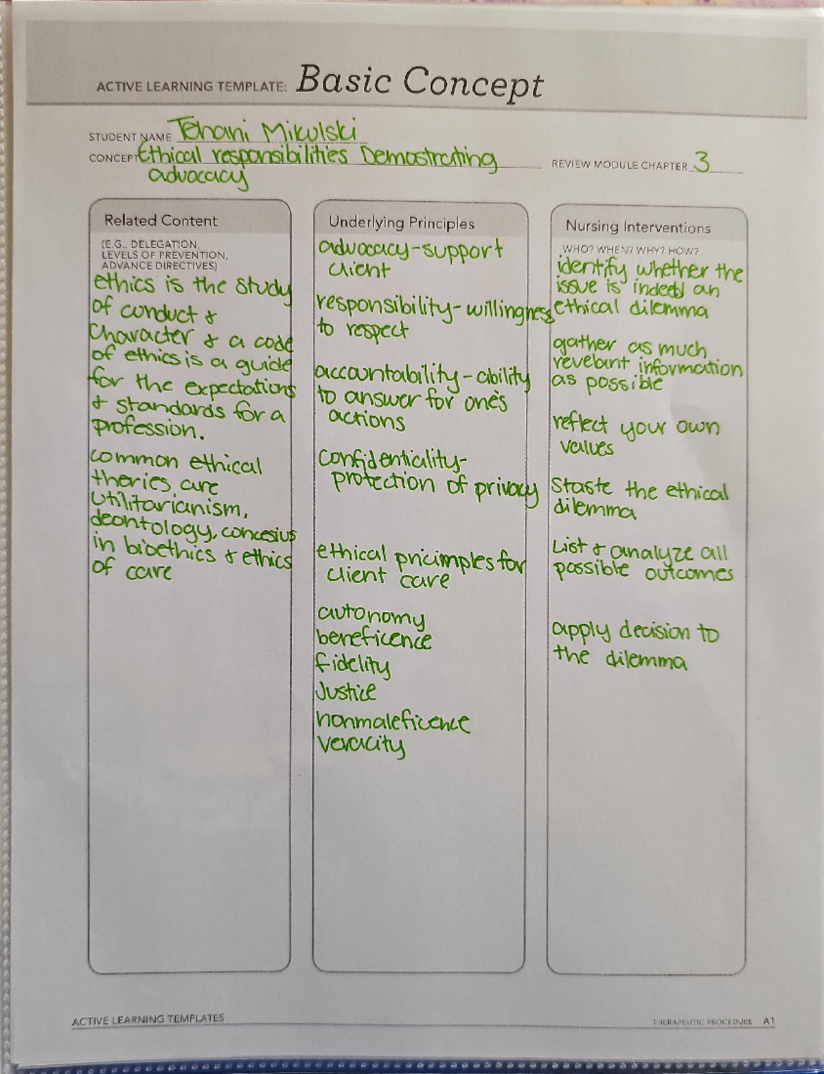 Client advocacy - N/A - ACTIVE LEARNING TEMPLATE: Basic Concept STUDENT ...